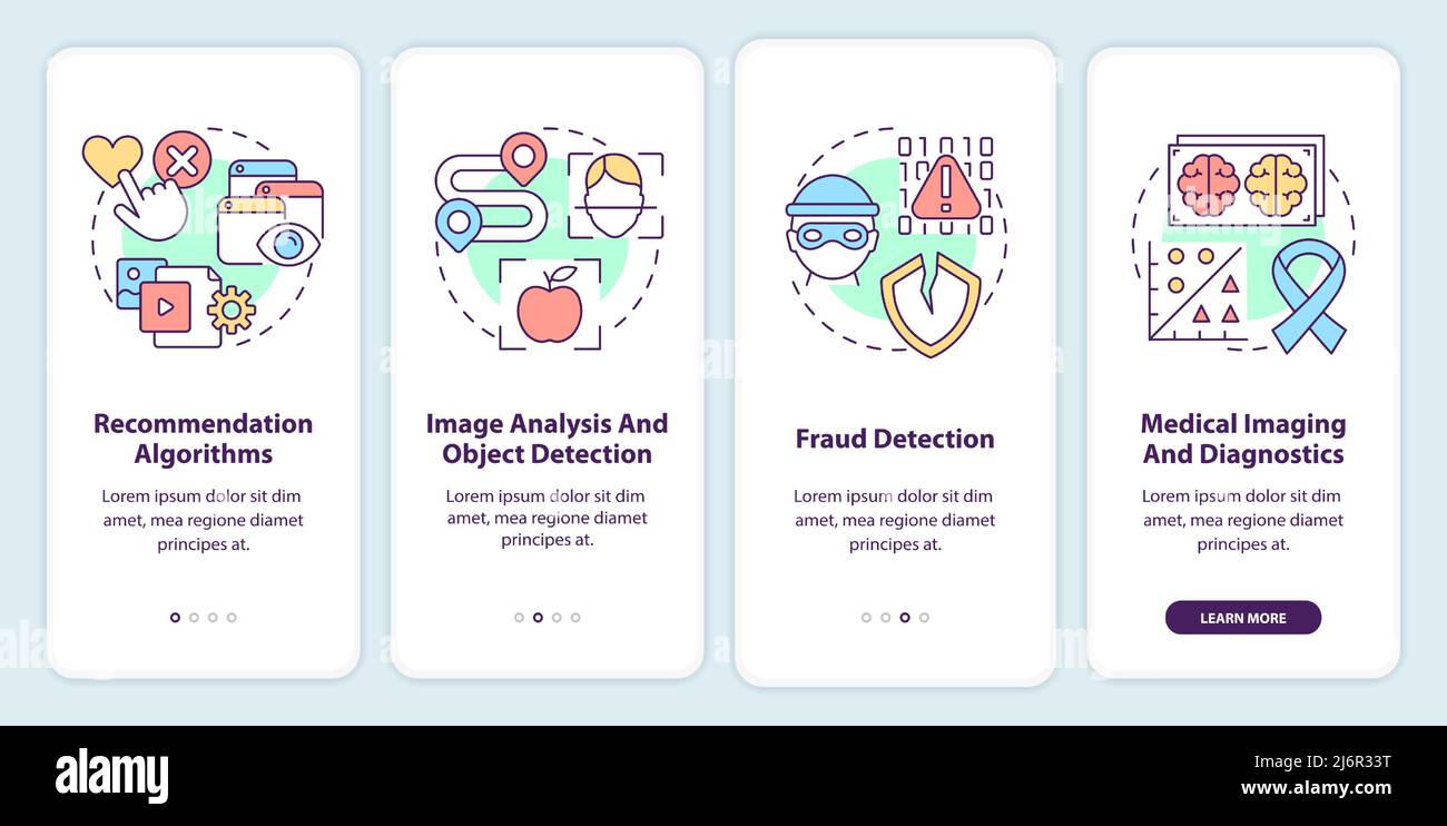 Use Of Machine Learning Onboarding Mobile App Screen Stock Vector Image And Art Alamy