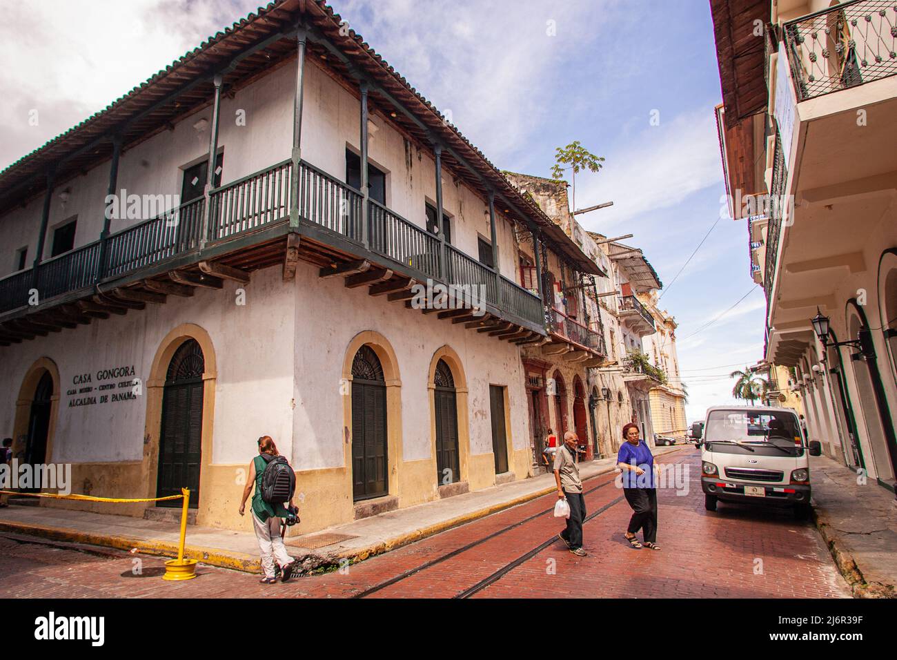 Panama City Street in the Old City, Casco Viejo, Panama, Central ...