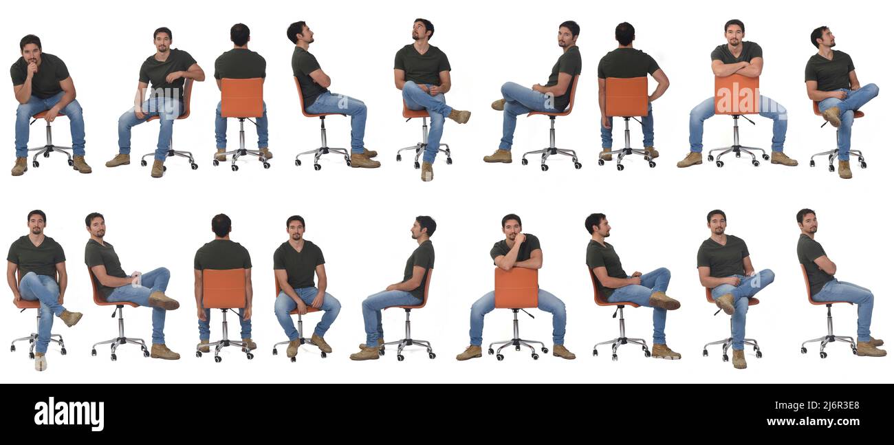 Brunette sitting on chair poses hi-res stock photography and images - Alamy