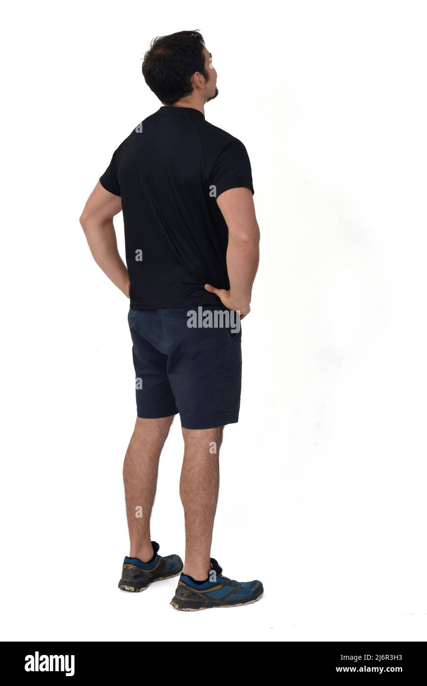 rear view of a man with sportwear on white background Stock Photo - Alamy