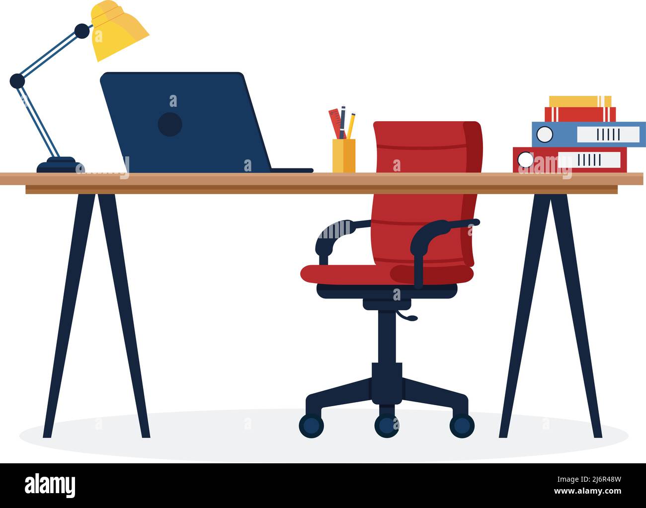 Workplace in office. Cabinet with workspace with table and computer ...