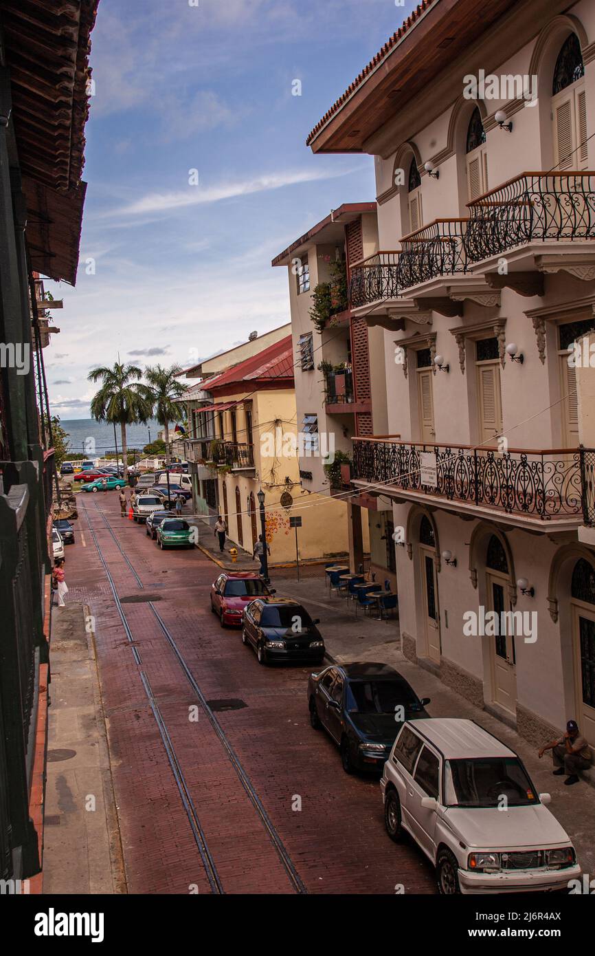Panama City Street in the Old City, Casco Viejo, Panama, Central ...
