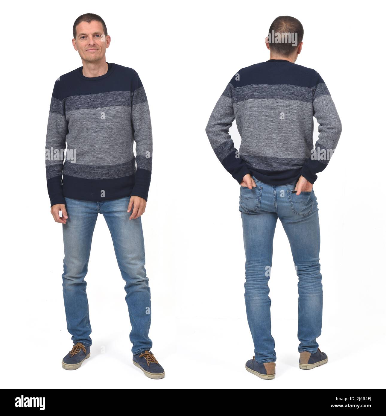 same man back and front on white background Stock Photo - Alamy