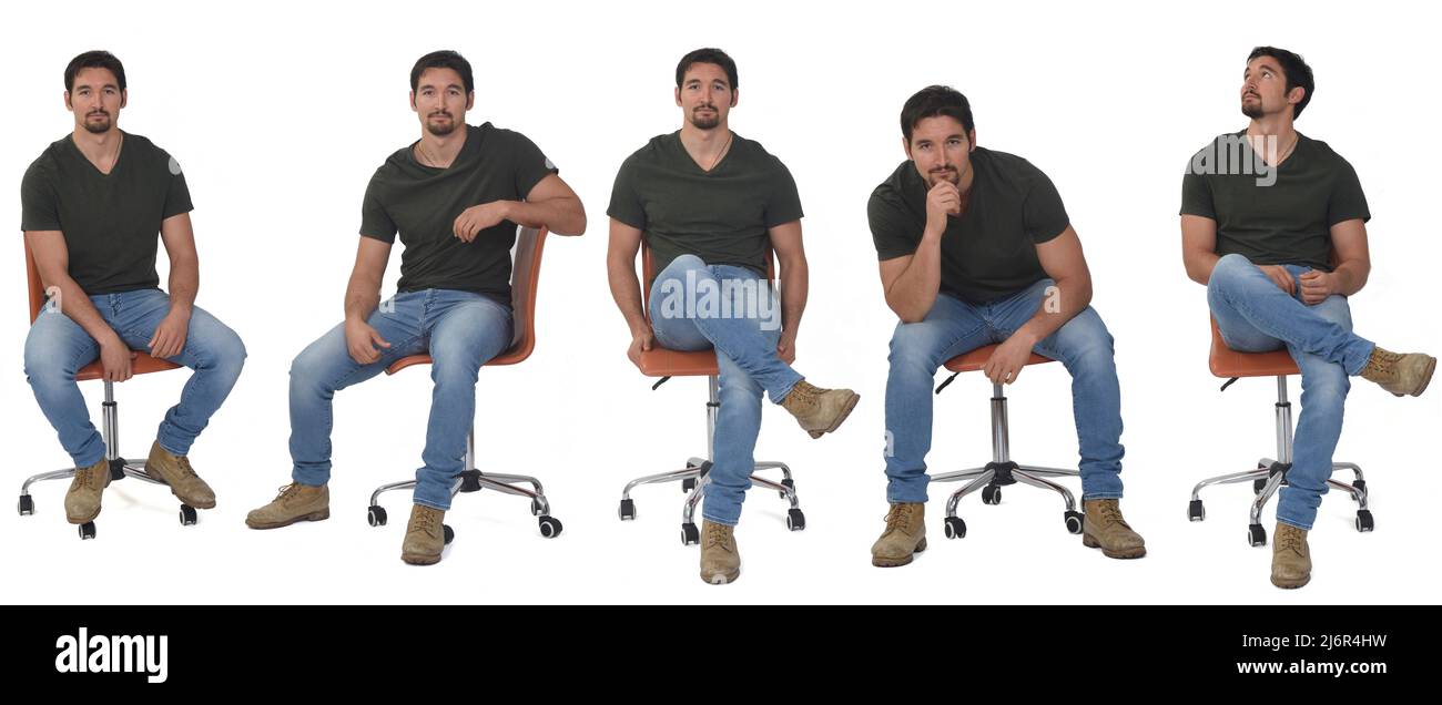 Brunette sitting on chair poses hi-res stock photography and images - Alamy