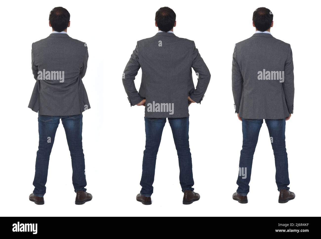 various poses of same man of back on white background Stock Photo - Alamy