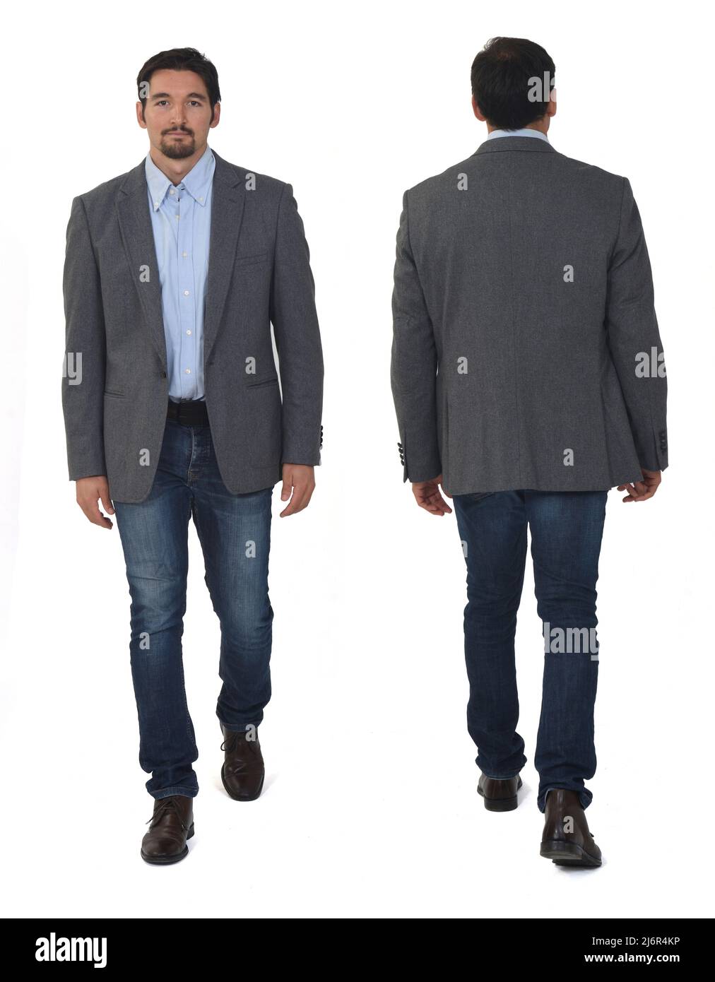 front and back of same man walking on white backgruound Stock Photo - Alamy