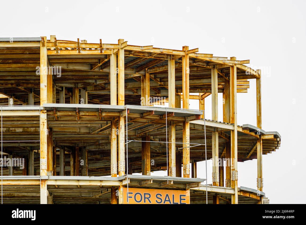 abandoned half built new multi storey building steel structure frame ...