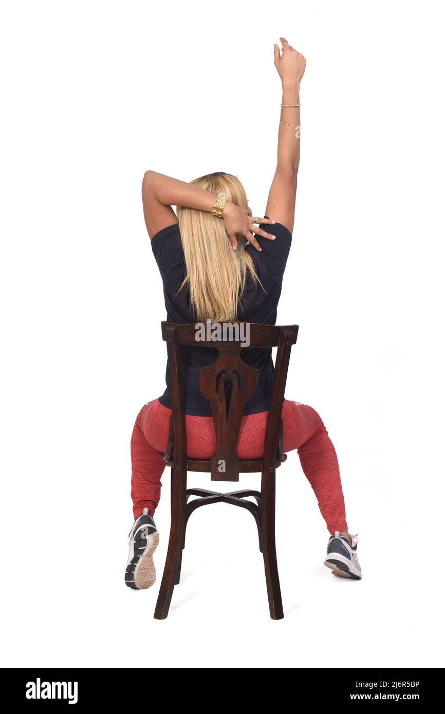 Hispanic woman raising hand Cut Out Stock Images & Pictures - Alamy