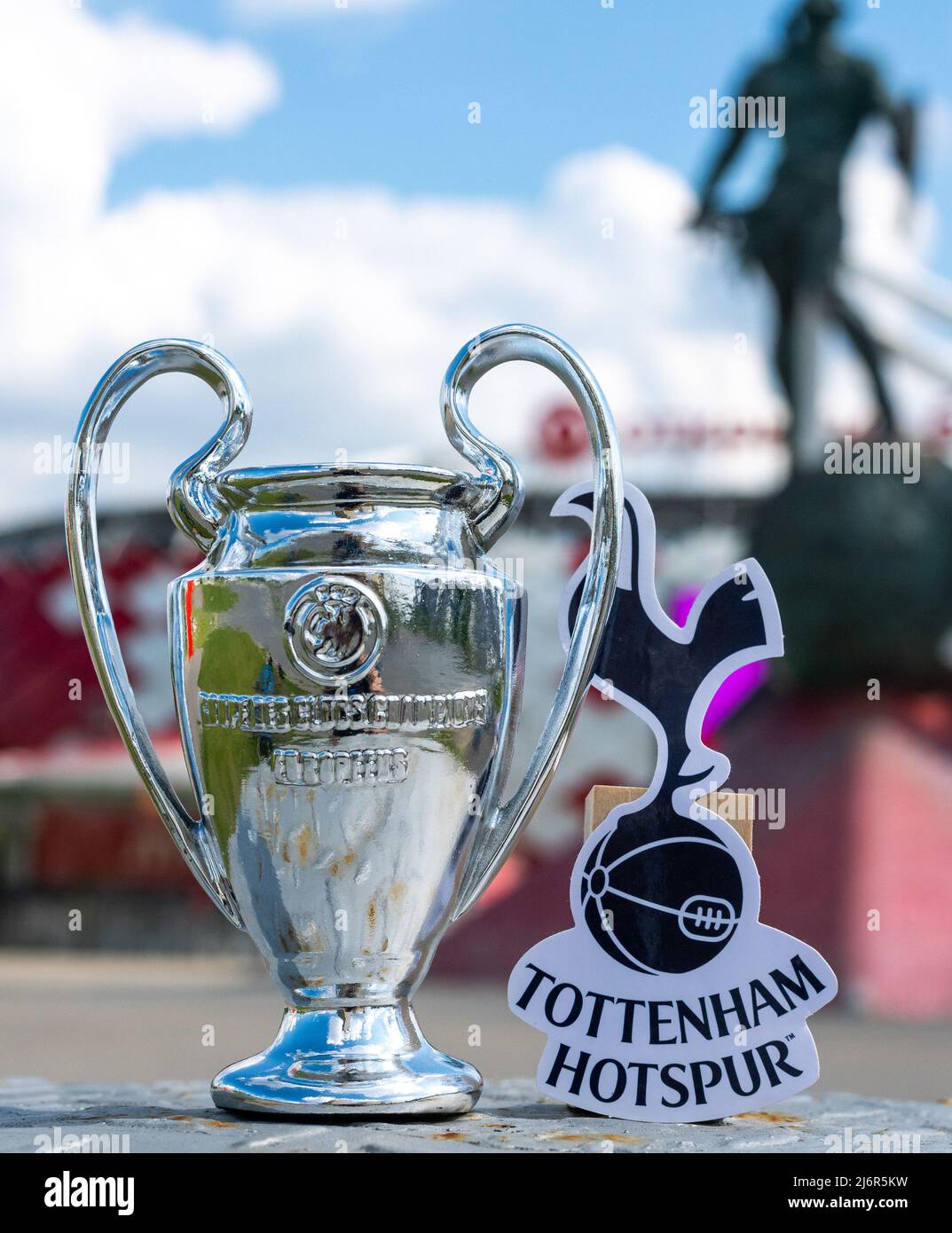 June 14, 2021, London, UK. The emblem of the football club Tottenham ...