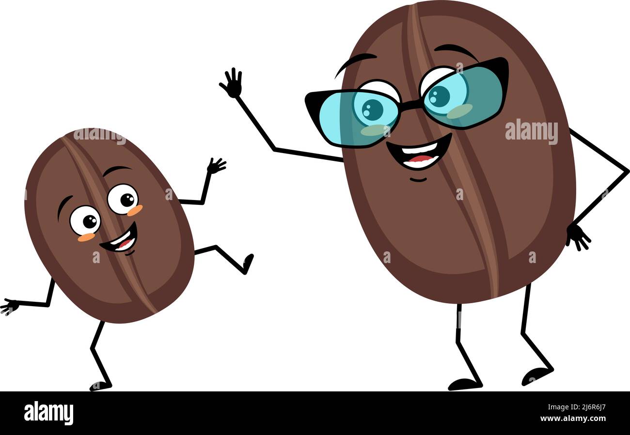 Fig character with glasses and grandson dancing with happy emotion ...