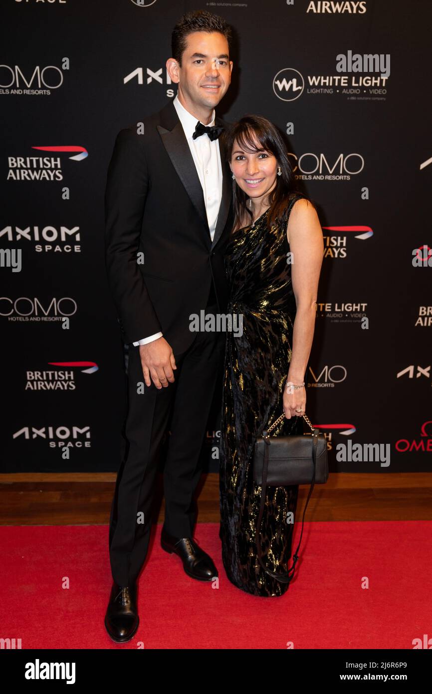 Jared Isaacman and Monica Chacana arriving at the Aim Higher Gala, celebrating the 50th ...