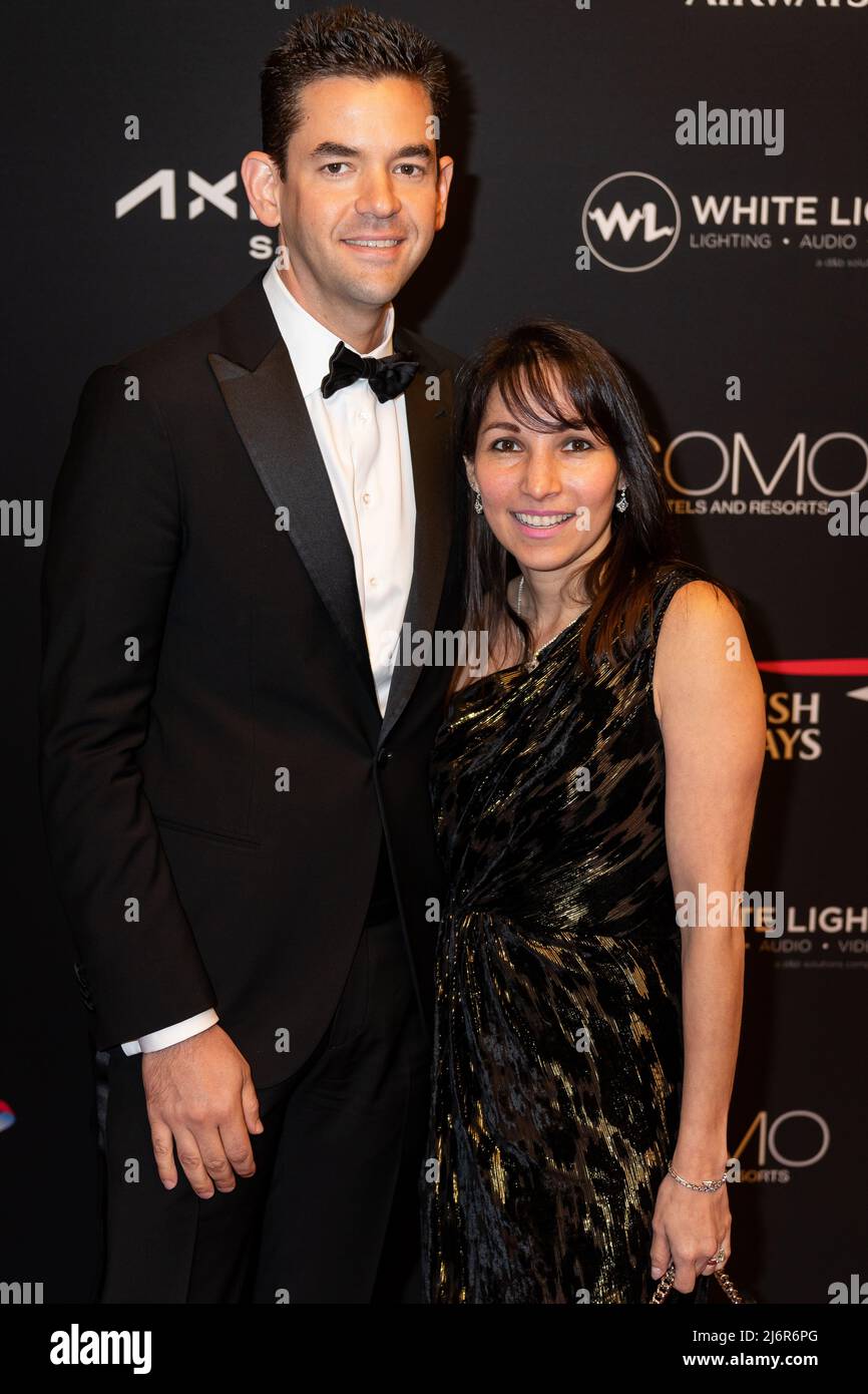 Jared Isaacman and Monica Chacana arriving at the Aim Higher Gala ...