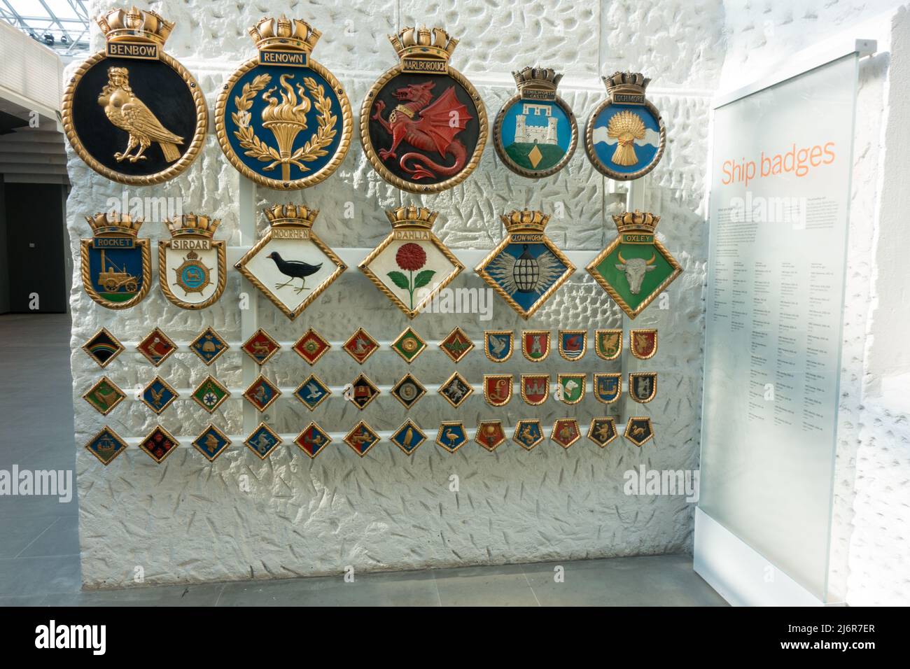 Ship badges at the National Maritime Museum, Greenwich, London, England ...