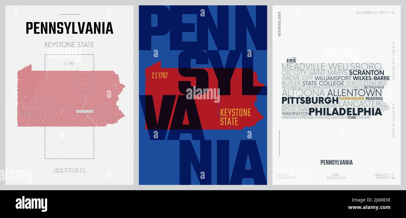 2 of 50 sets, US State Posters with name and Information in 3 Design ...