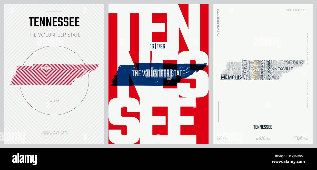 16 of 50 sets, US State Posters with name and Information in 3 Design ...