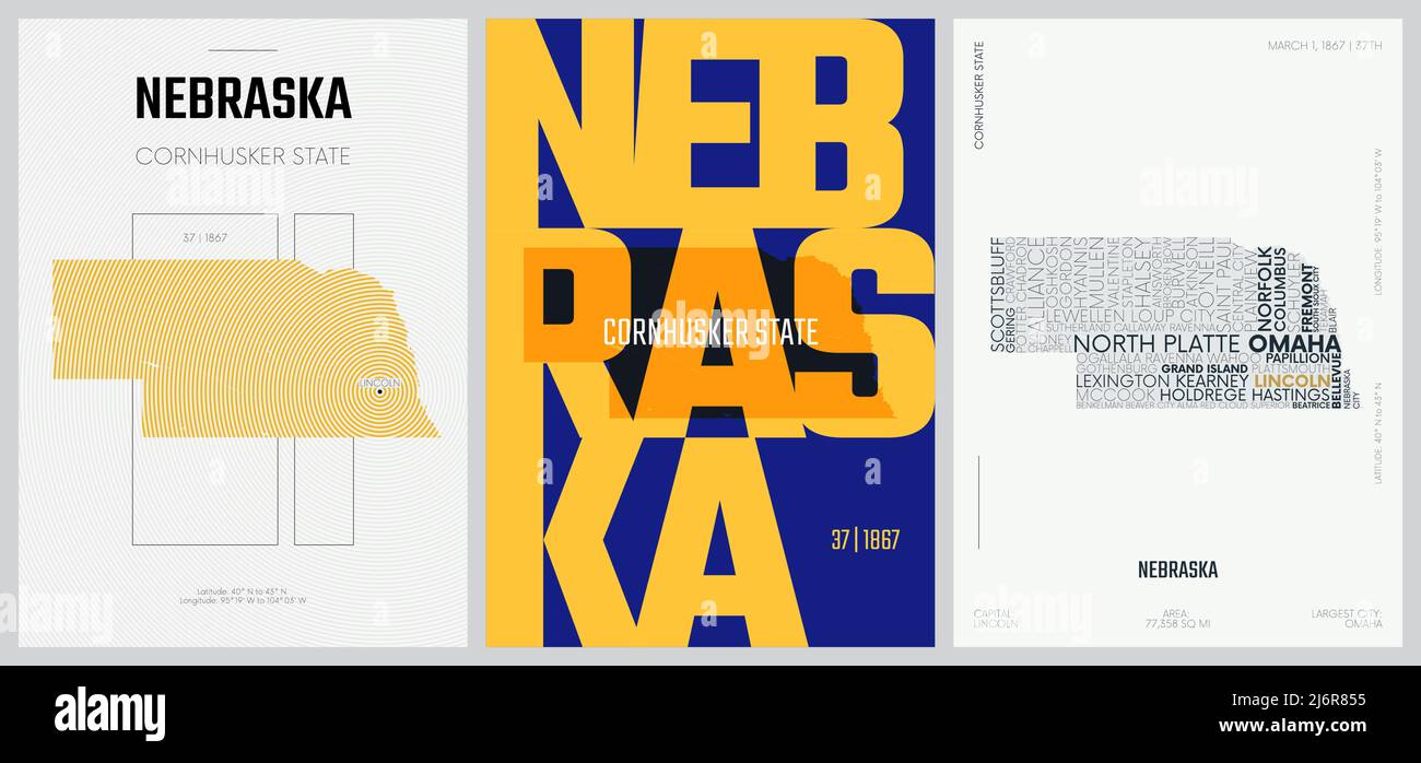 37 of 50 sets, US State Posters with name and Information in 3 Design ...