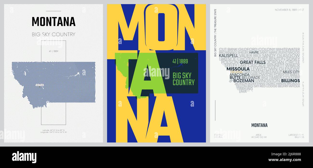 41 Of 50 Sets Us State Posters With Name And Information In 3 Design