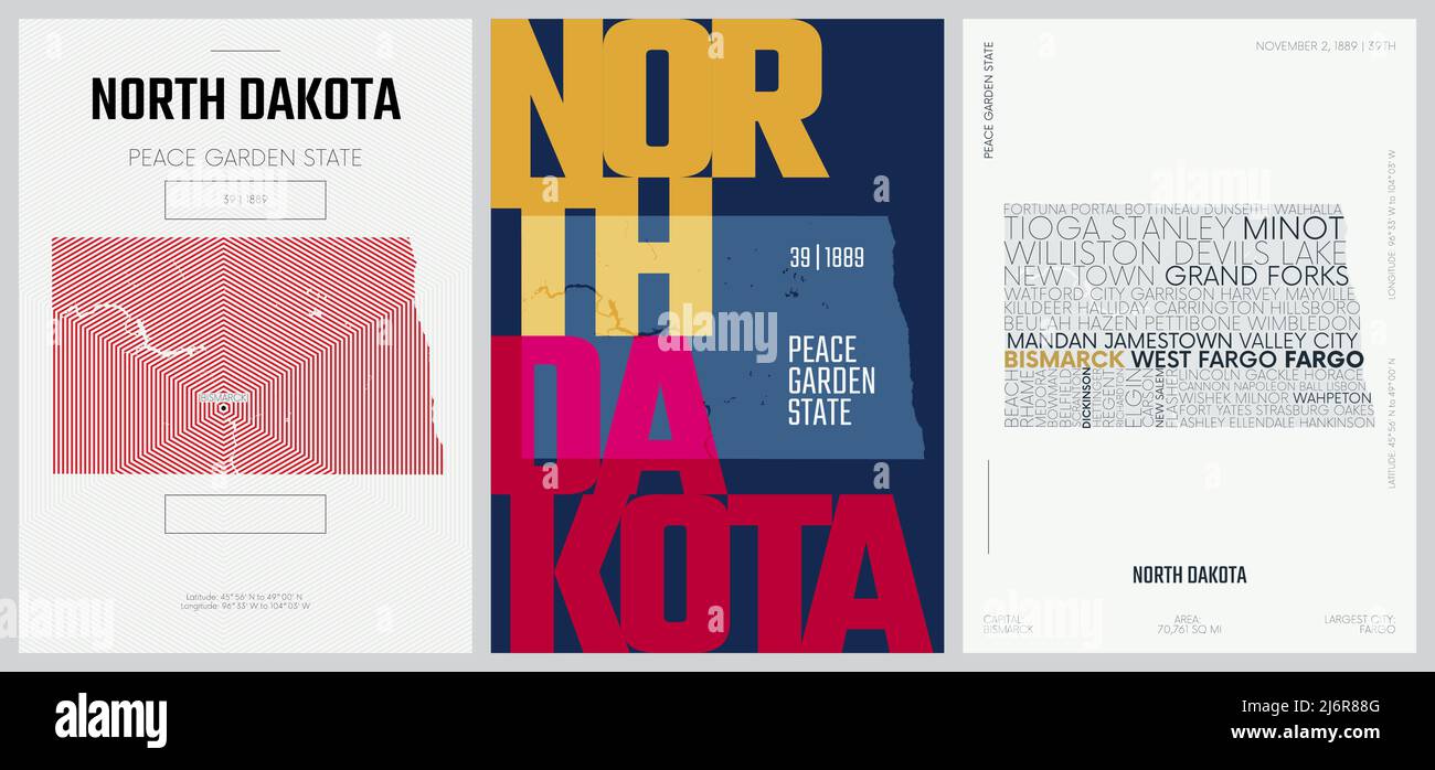 39 of 50 sets, US State Posters with name and Information in 3 Design ...