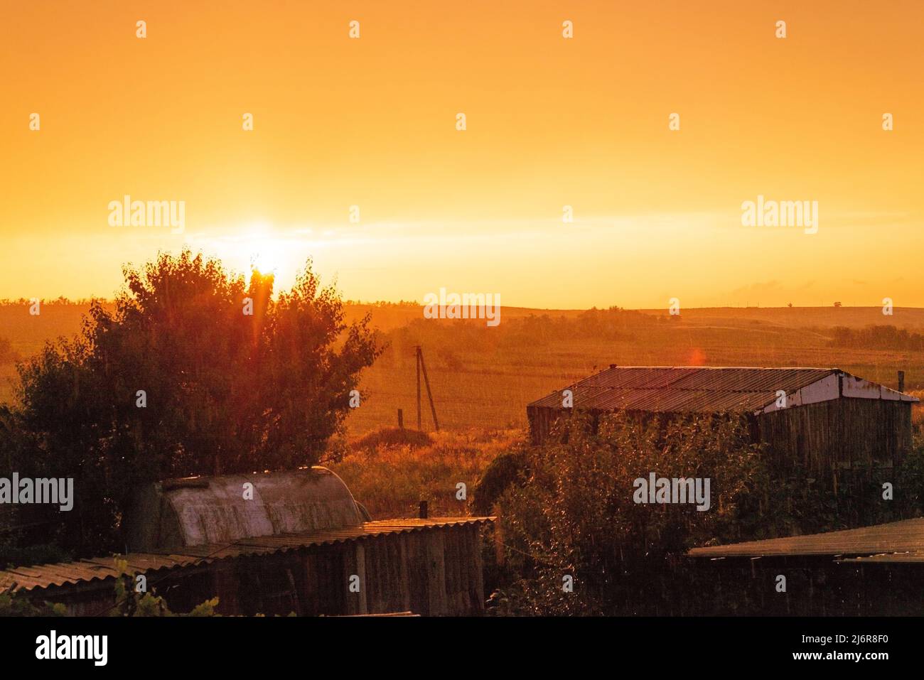 rustic orange sunset ukrainian sunset landscape gradient cloudy sky ...