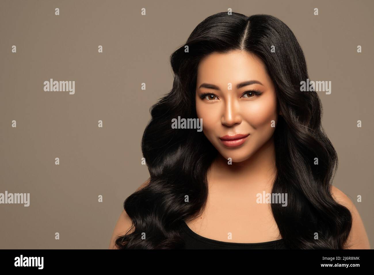 Portrait of beautiful and elegant young woman with perfect face skin ...