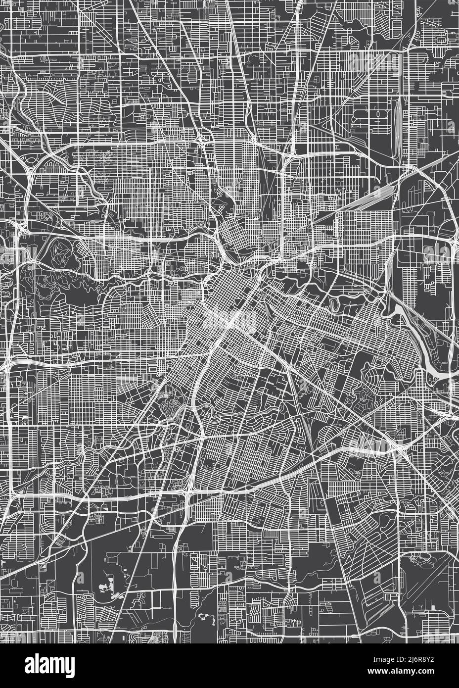 City map Houston, monochrome detailed plan, vector illustration Stock ...