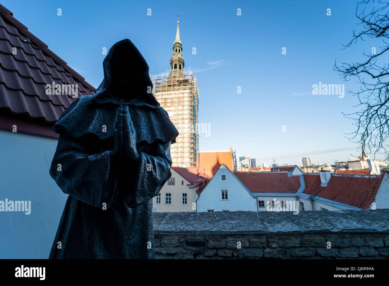 Faceless Monk statue, in Danish Garden of Old town holding hands in ...