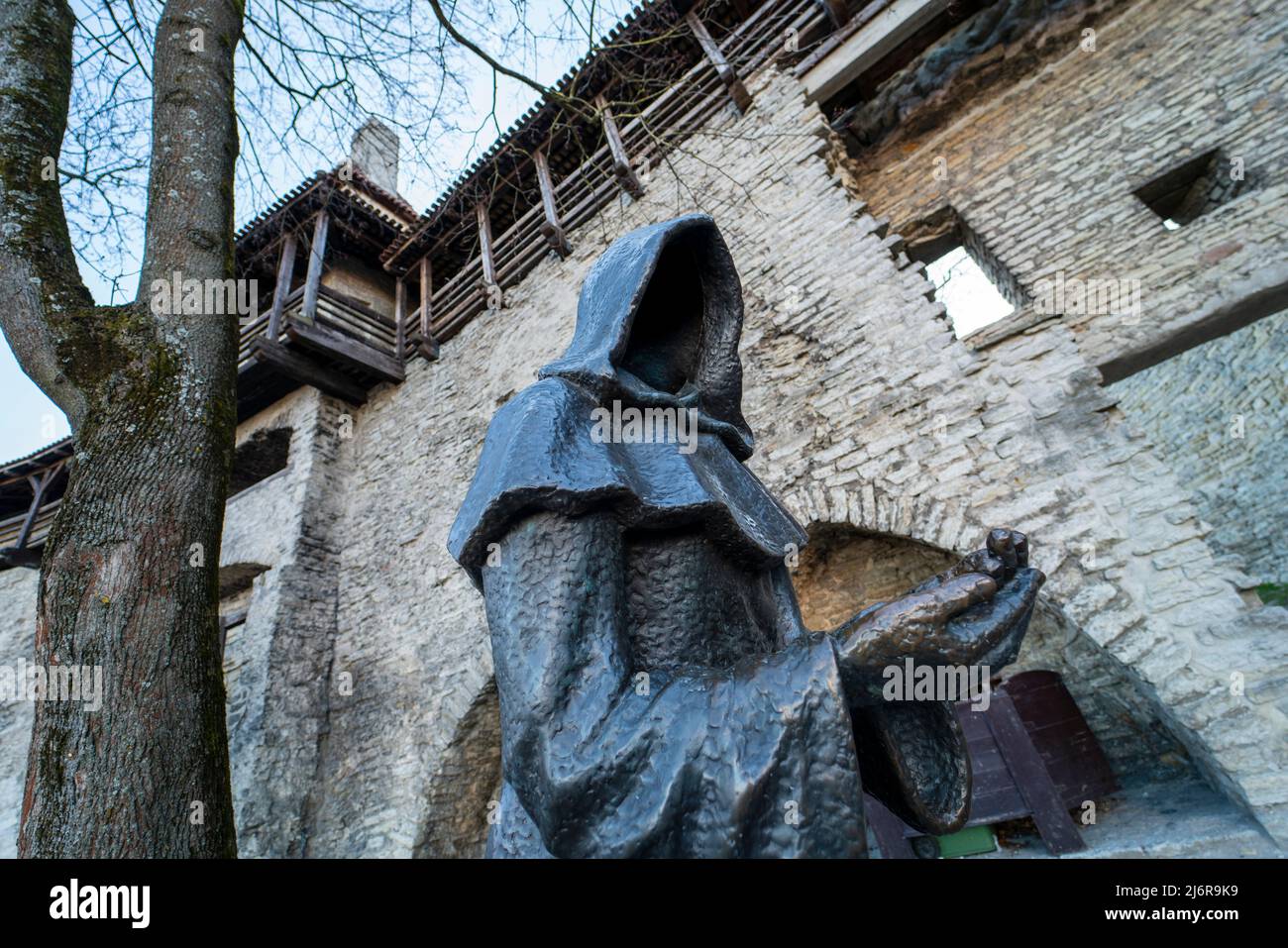 Faceless Monk statue, in Danish Garden of Old town holding hands in ...