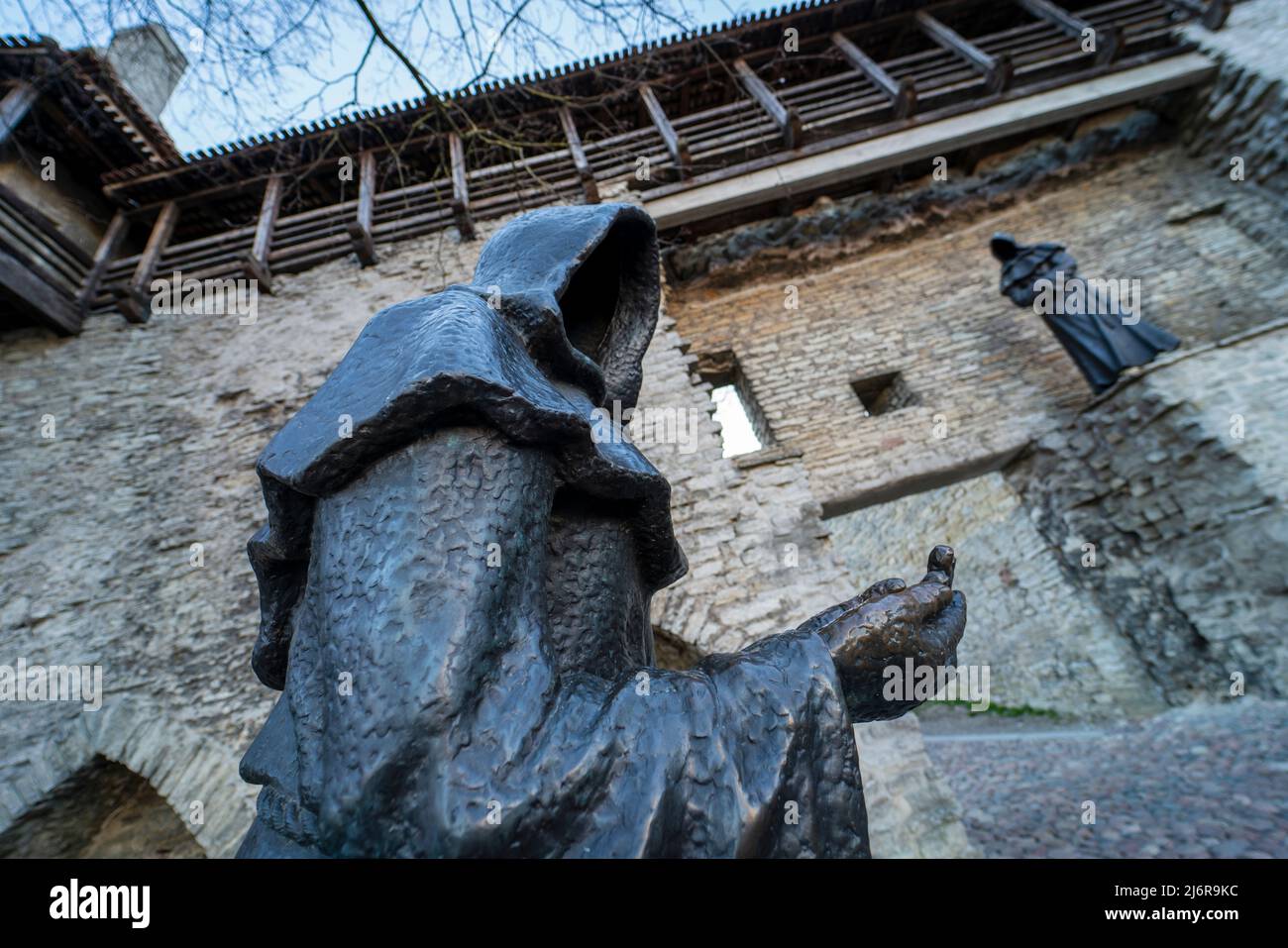 Faceless Monk statue, in Danish Garden of Old town holding hands in ...