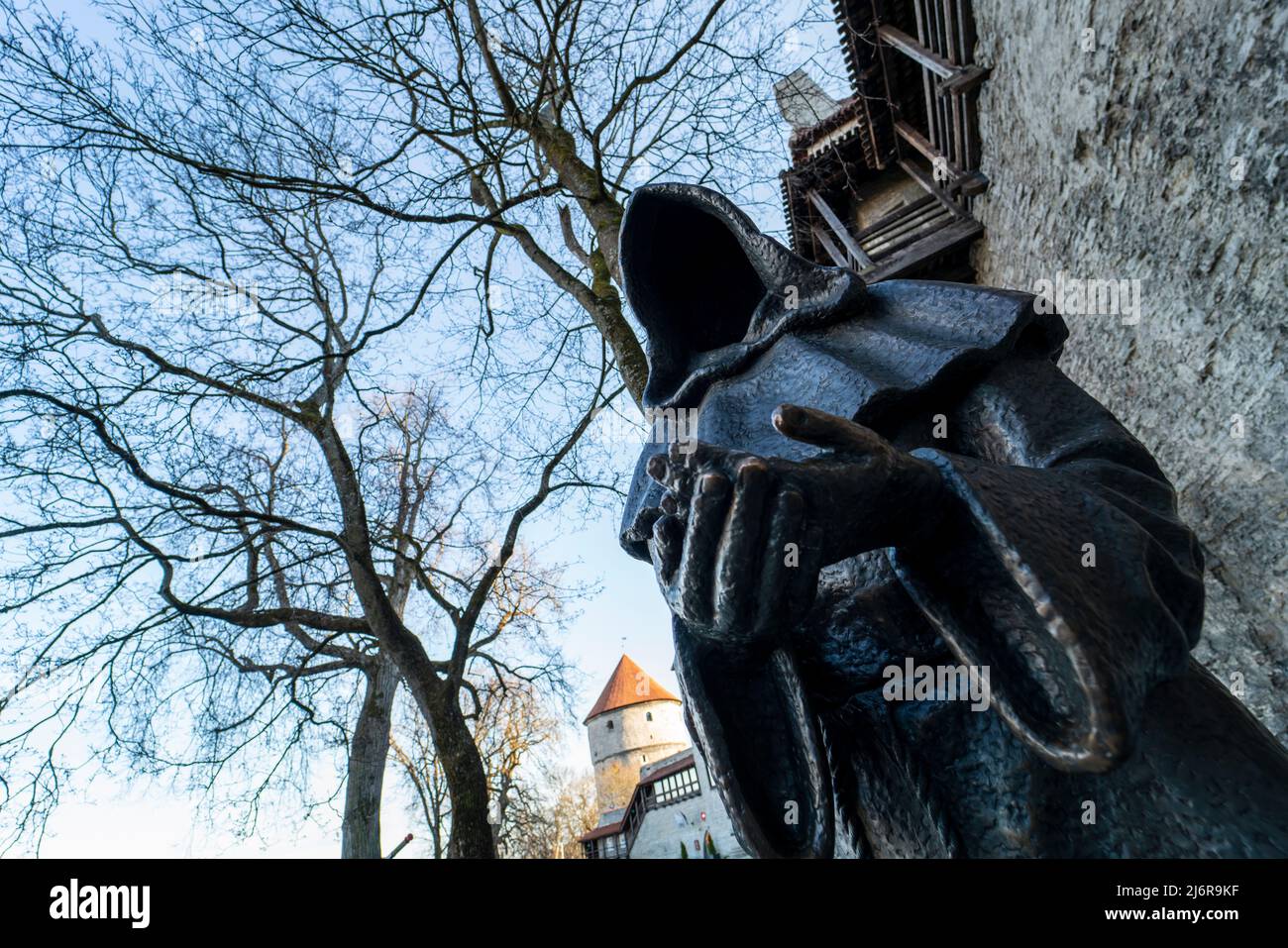 Faceless Monk statue, in Danish Garden of Old town holding hands in ...