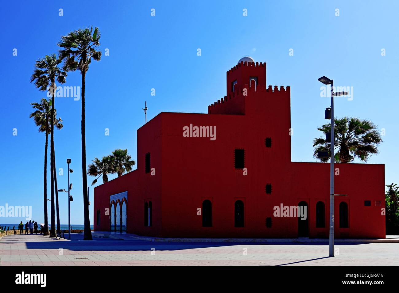 Spain Andalucia Malaga Benalmadena promenade and Arabic style Castle ...