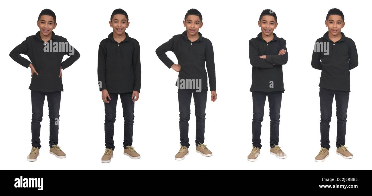 various pose of same boy on white backgrouond Stock Photo - Alamy