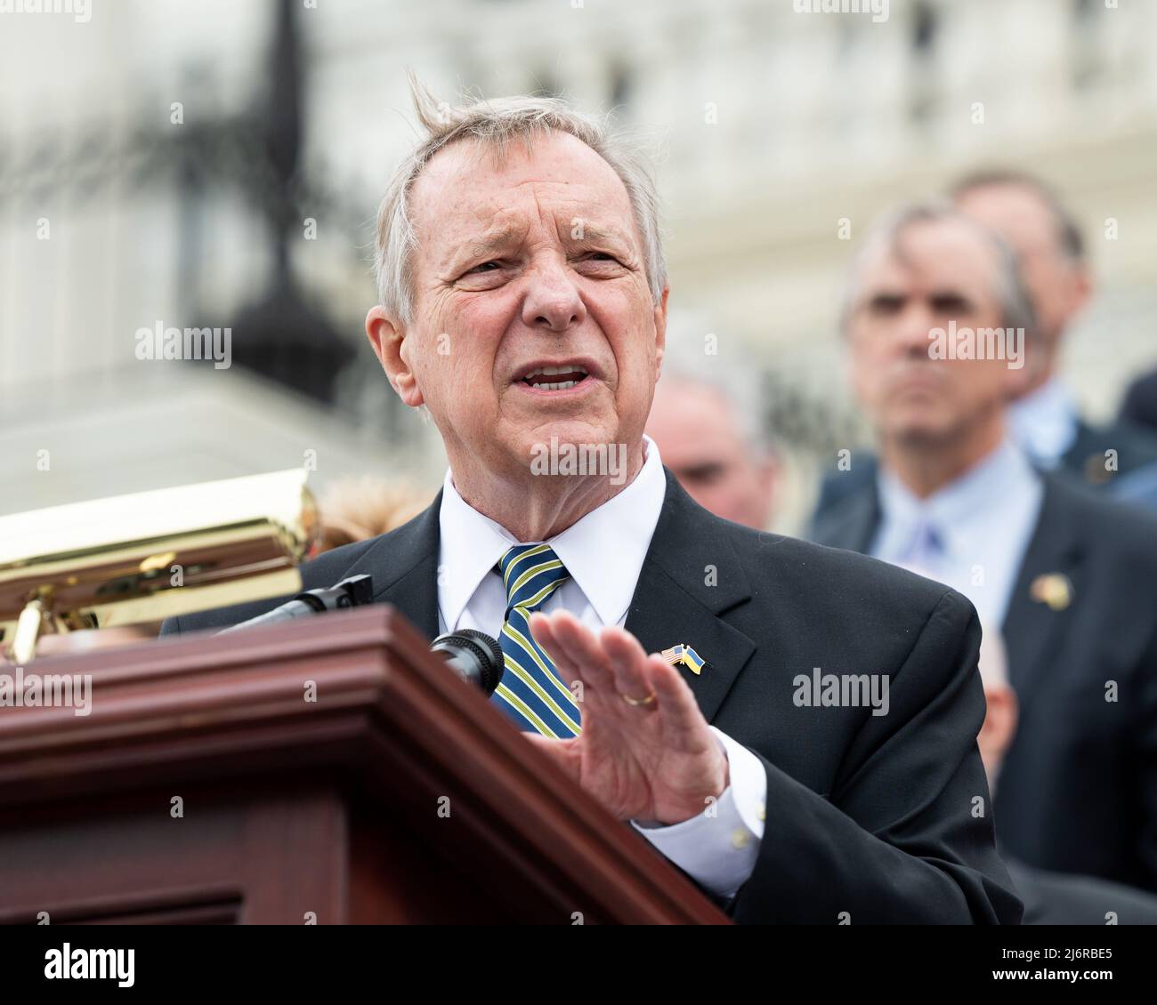 U.S. Senator Dick Durbin (D-IL) speaking at a press conference about ...