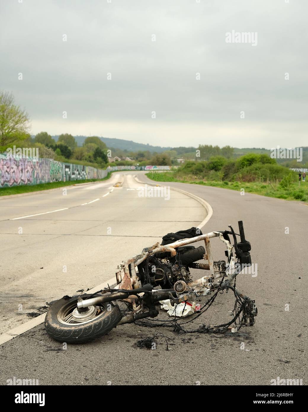 April 2022 - Motor scooter left after being set on fire the previous ...