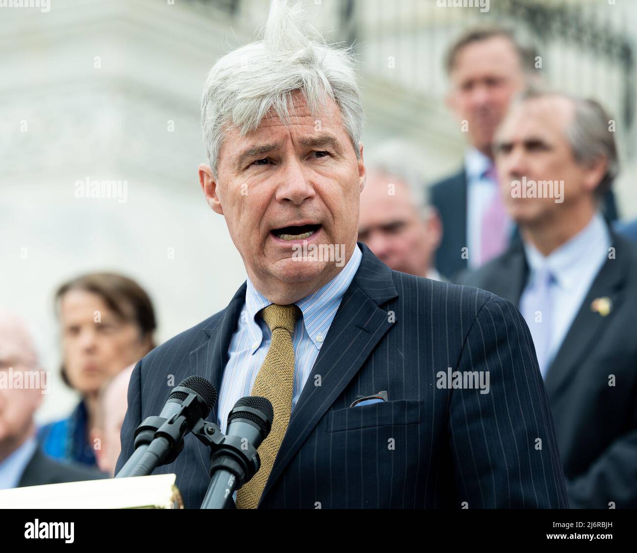 U.S. Senator Sheldon Whitehouse (D-RI) speaking at a press conference ...