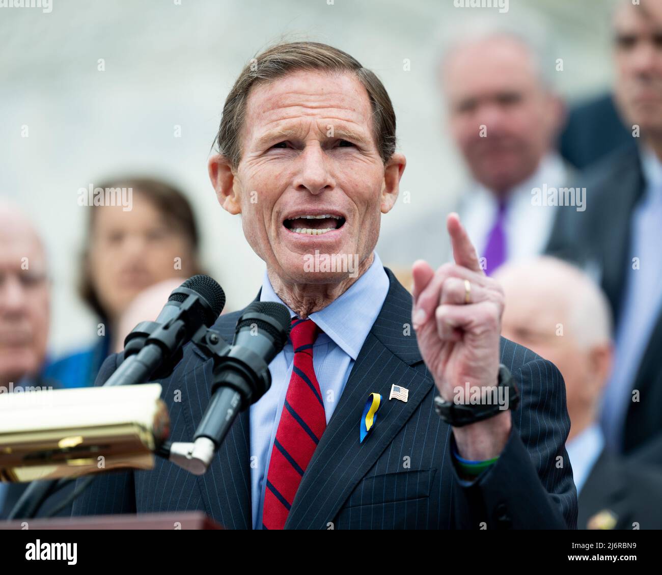 U.S. Senator Richard Blumenthal (D-CT) speaking at a press conference ...