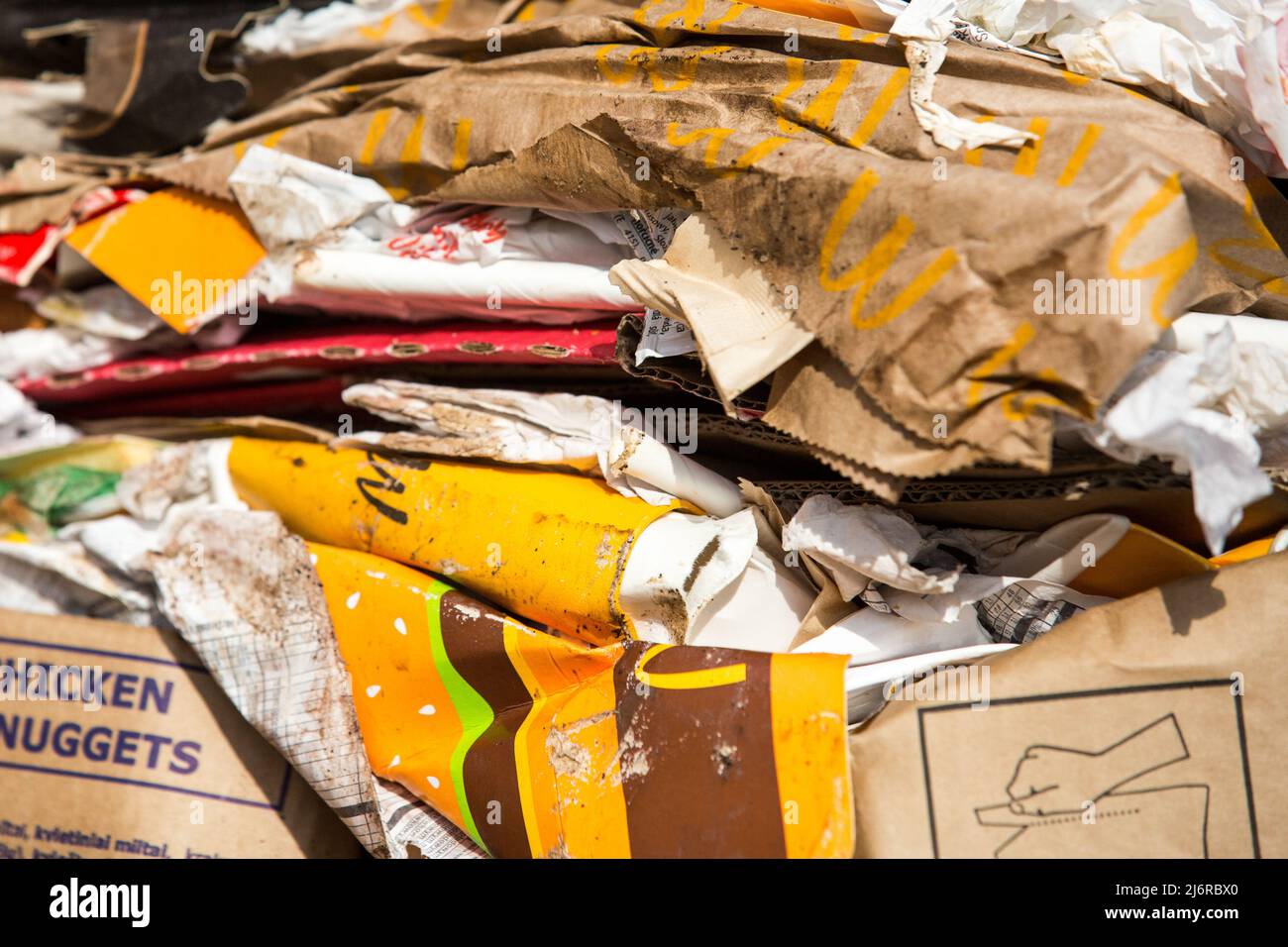 Compressed paper waste from a McDonald’s restaurant seen in Kochlice ...