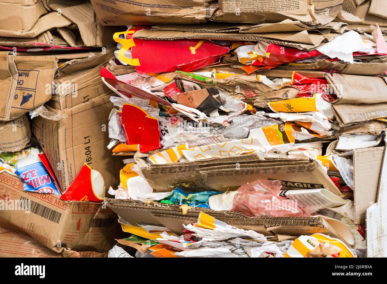 Compressed paper waste from a McDonald’s restaurant seen in Kochlice ...