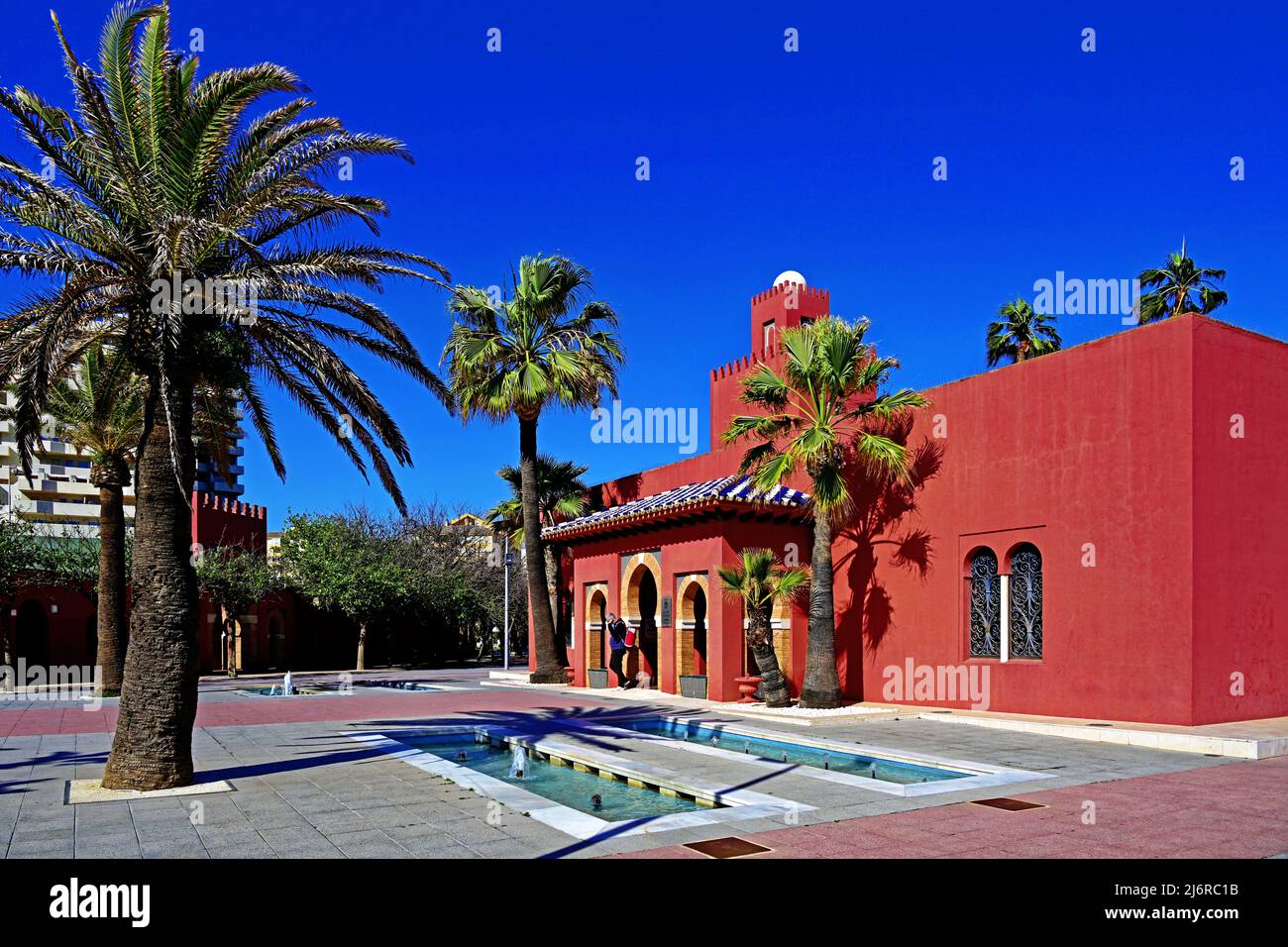 Spain Andalucia Malaga Benalmadena promenade and Arabic style Bil Bil ...