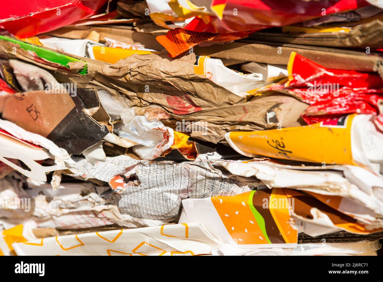 Compressed paper waste from a McDonald’s restaurant seen in Kochlice ...
