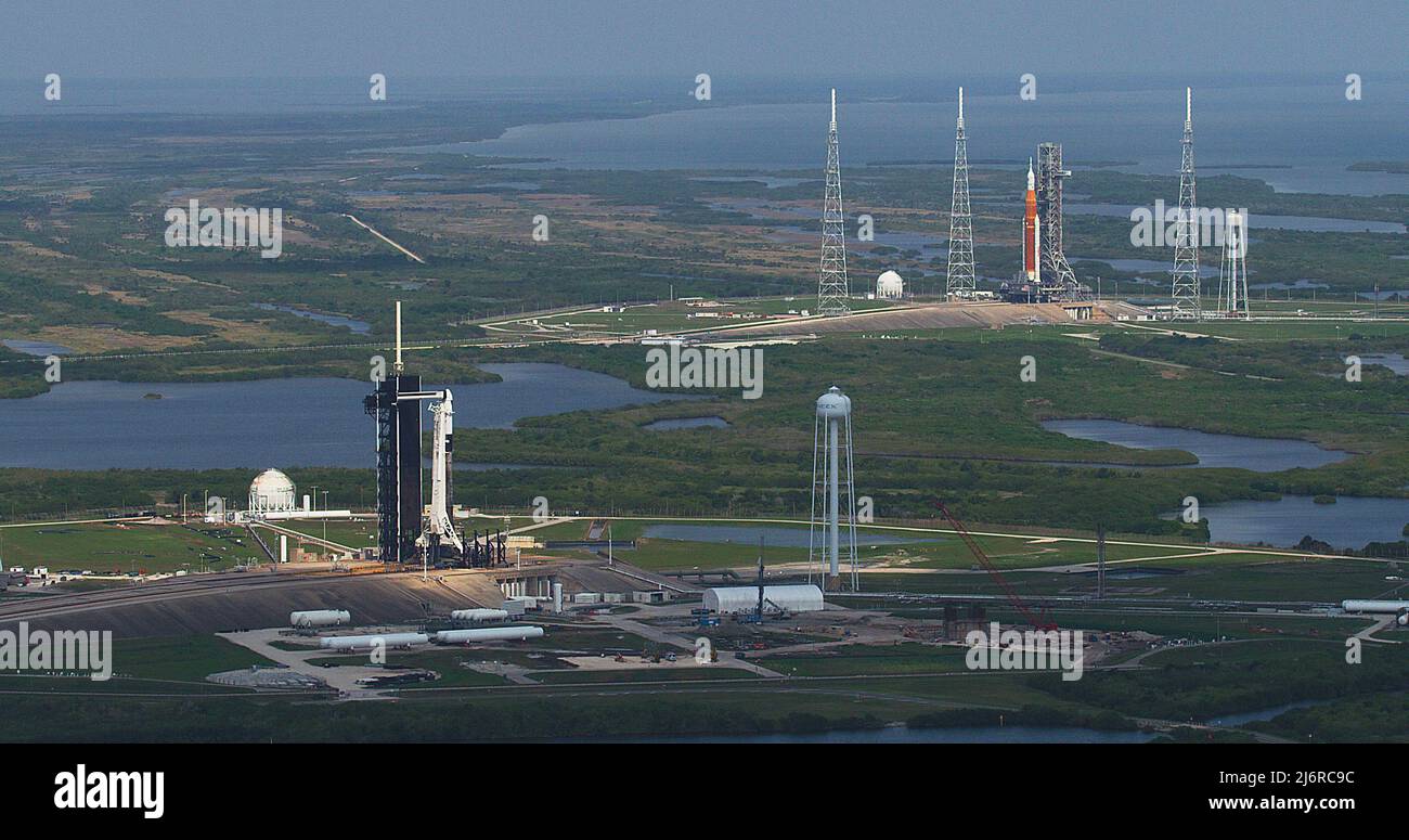 April 6, 2022 - Florida, USA - SpaceX's Axiom-1 is in the foreground on ...