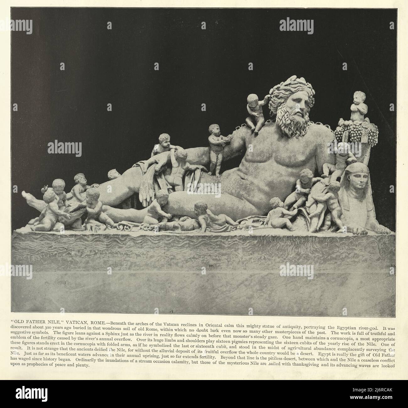 Vintage photograph of Old Father Nile Vatican, Ancient Roman sculpture ...