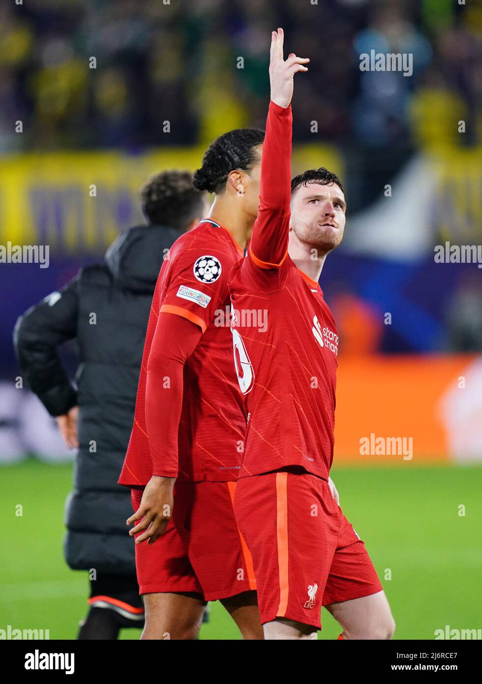 Liverpool's Andrew Robertson celebrates victory after the UEFA ...