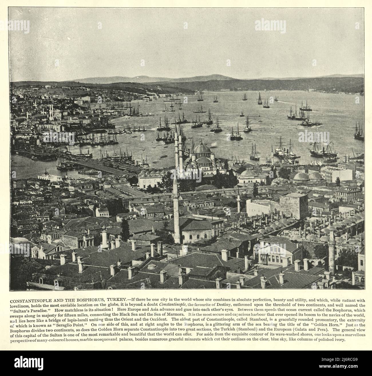 Vintage photograph of Constantinople and the Bosphorus, Turkey,19th ...