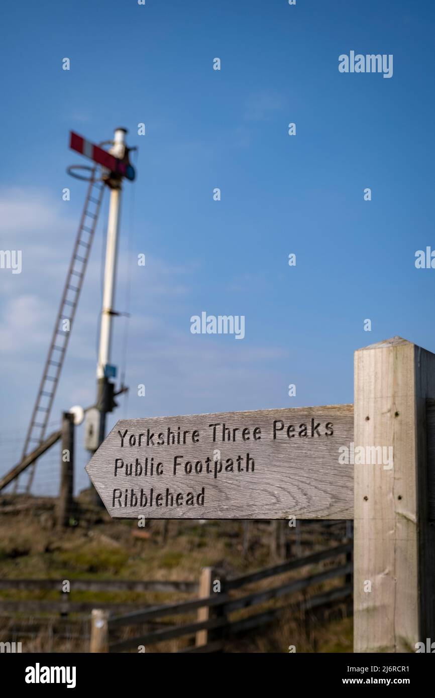 Freight Train at Blea Moor signal box near Ribblehead in The Yorkshire ...