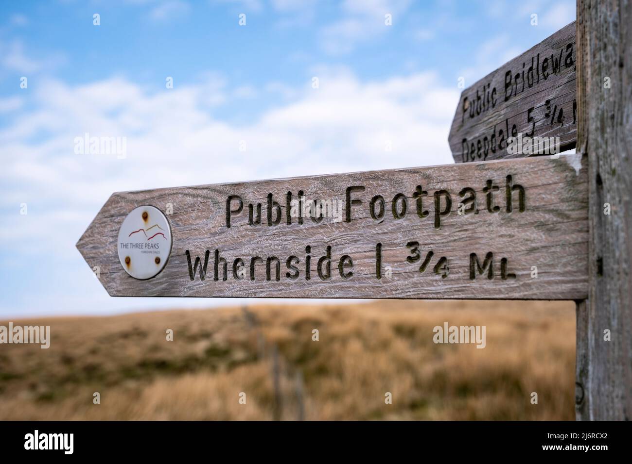 Directional Signpost pointing the way to Whernside in The Yorkshire ...
