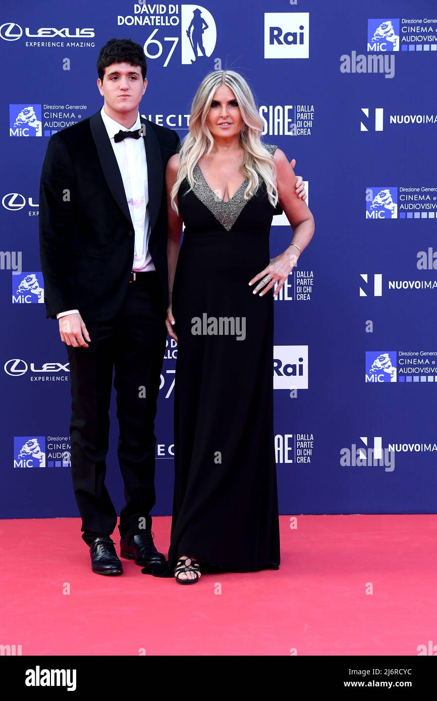 Rome, David Di Donatello 2022. In the photo Rocca Tiziana with his son ...