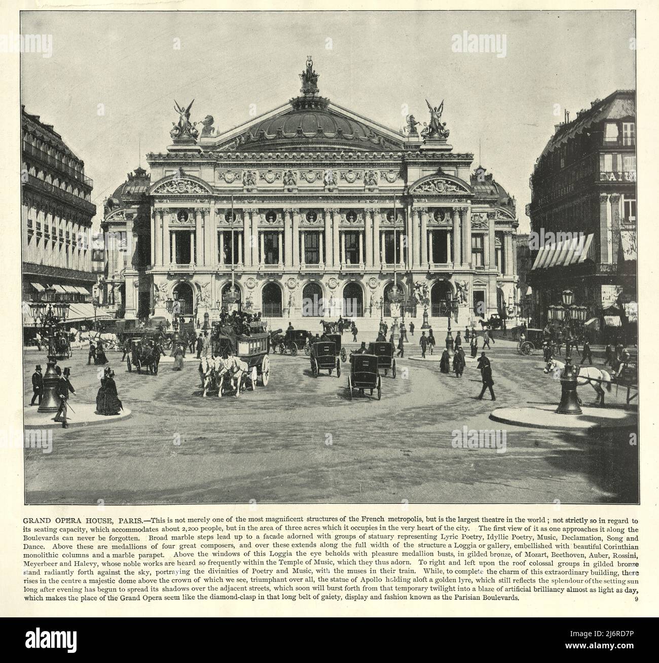 Antique photograph of Grand Opera House, Paris, France, Palais Garnier ...