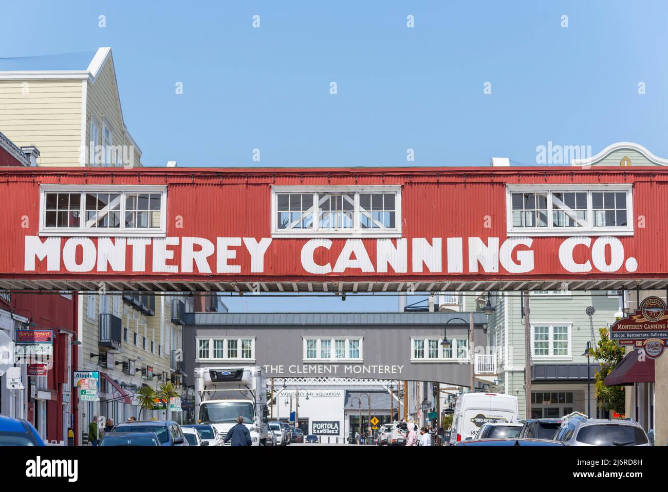 Buildings along Cannery Row on an April day. Monterey, California, USA ...