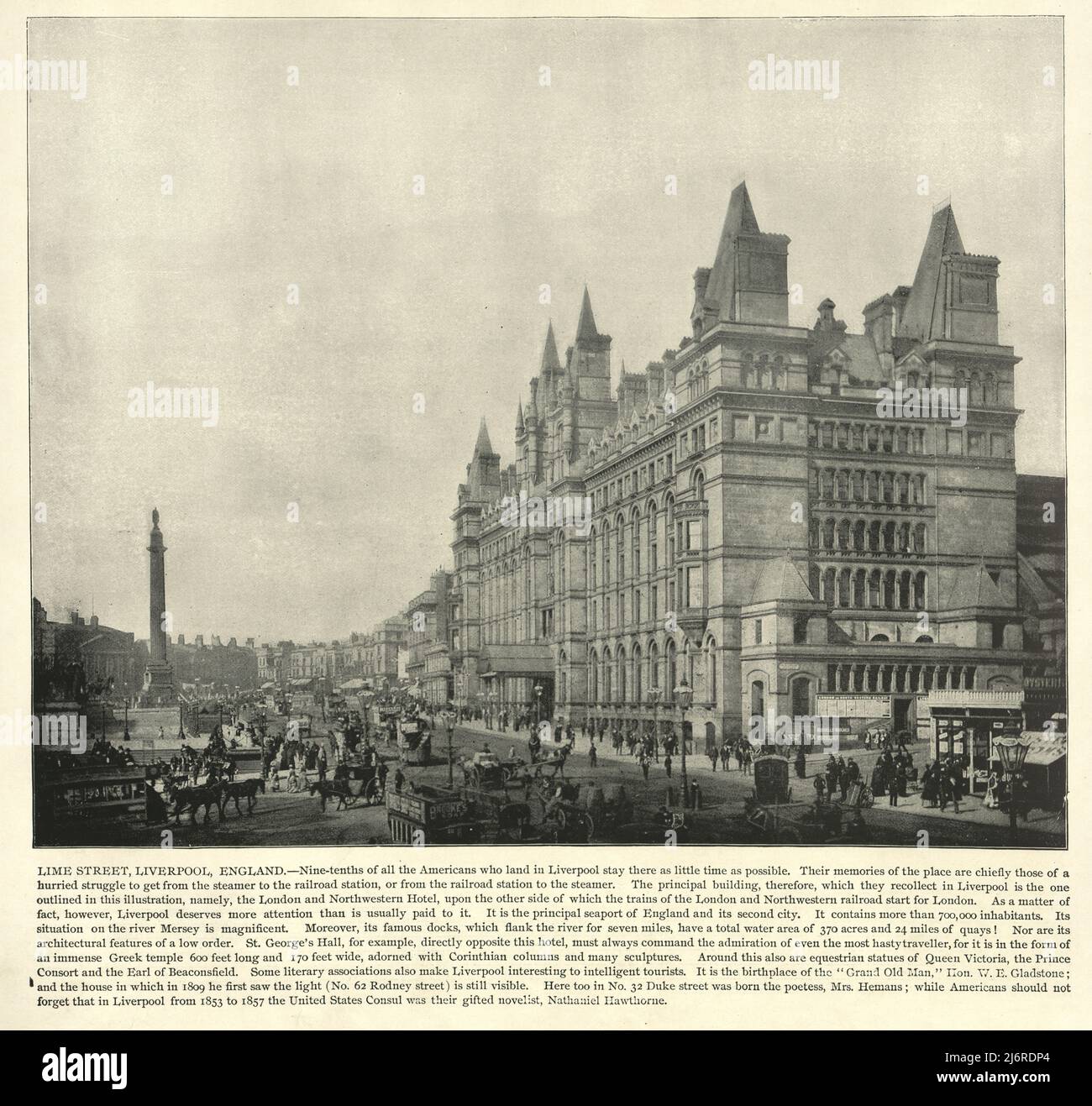 Vintage photograph of Lime Street, Liverpool, England, Victorian 19th ...