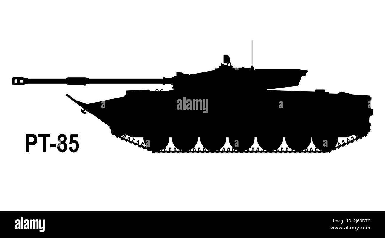 Battle tank PT-85. Tank icon. Vector illustration. Tank silhouette ...